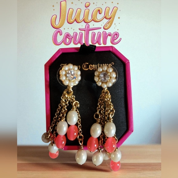 Juicy Couture | Jewelry | Juicy Couture Gold And Coral Pearl Earrings ...